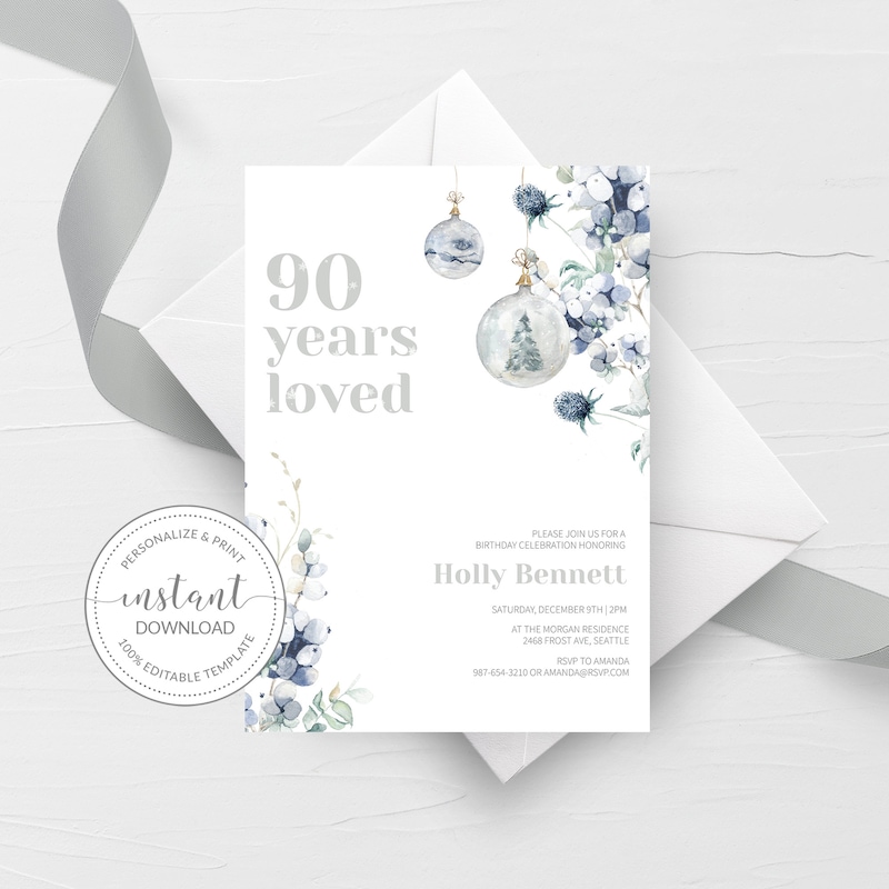 90th Birthday Invitations - Etsy
