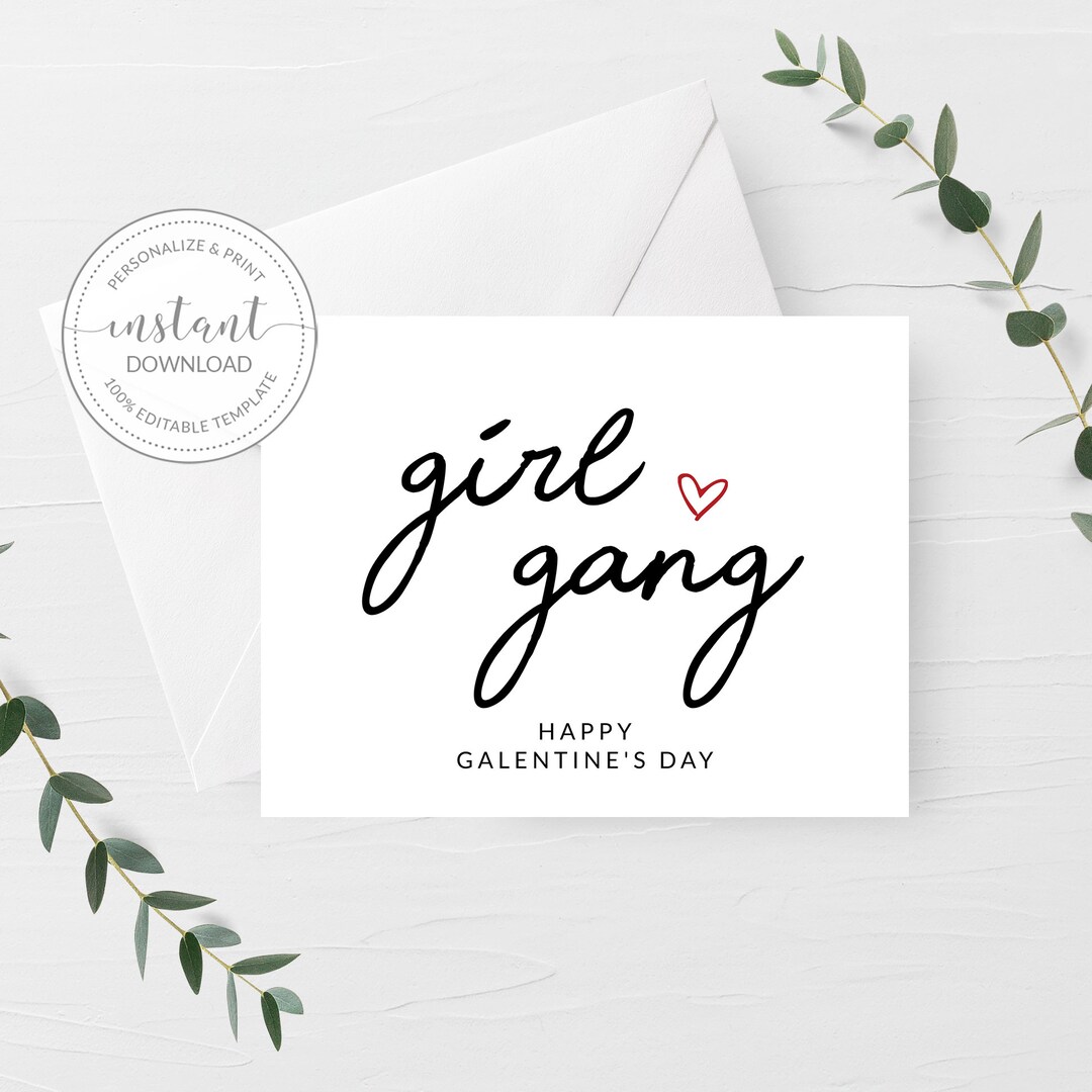 Printable Galentines Day Card Template, Happy Galentines Day Card, Girl ...