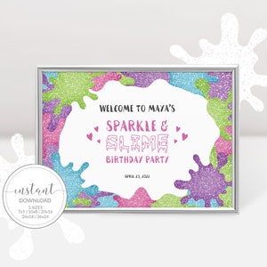 Slime Party Welcome Sign Template, Slime Party Printables Decorations ...
