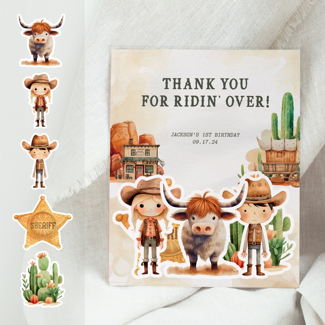 Western 1st Birthday Party Favors, Vinyl Stickers, Cowboy Theme 1st ...