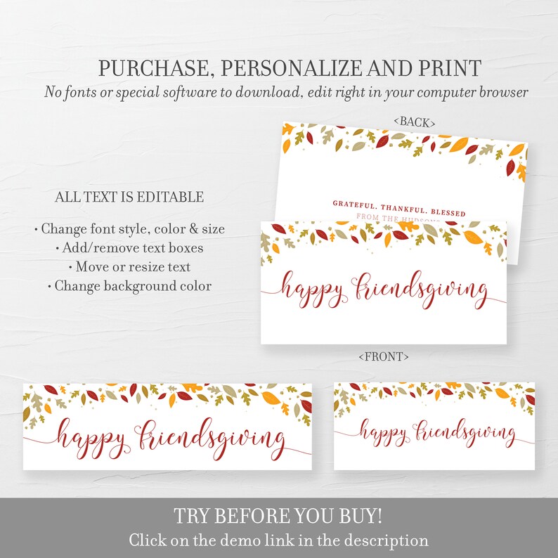 Friendsgiving Treat Bag Topper Printable, Friendsgiving Favor Tag ...