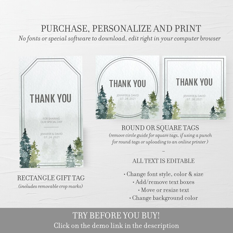 Printable Forest Wedding Favor Tags Forest Wedding Favors - Etsy
