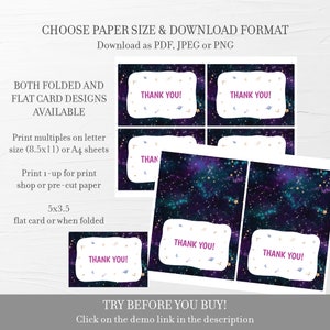 Outer Space Thank You Card Printable, Space Themed Thank You Note ...
