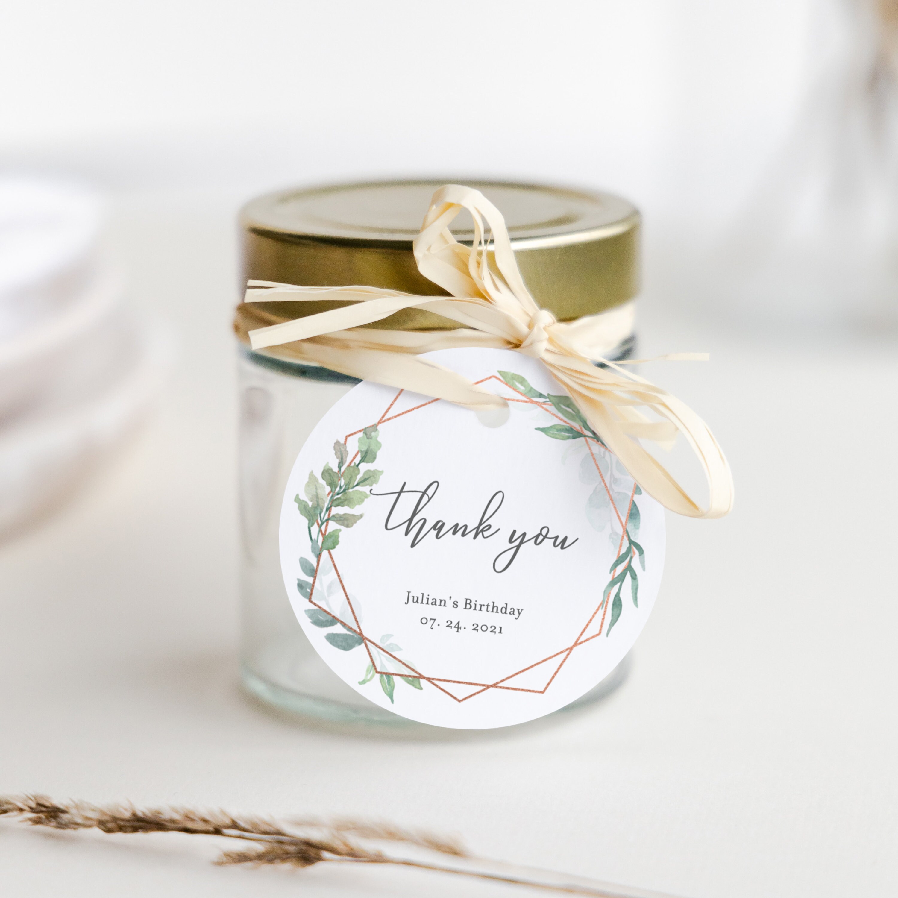 Greenery Favor Tags Printable Birthday Favor Tags Template | Etsy