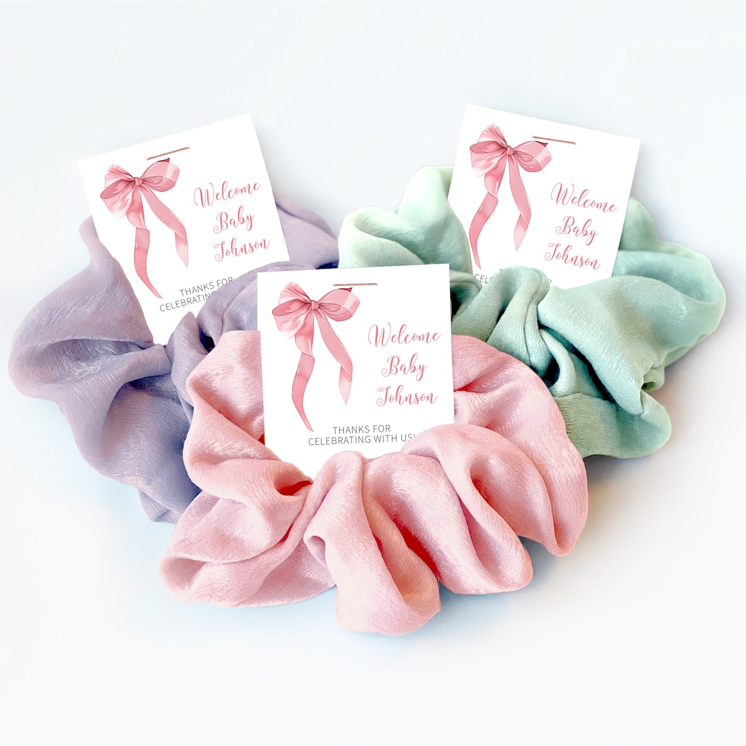Pink Bow Baby Shower Favors, Hair Scrunchie, Coquette Baby Shower ...