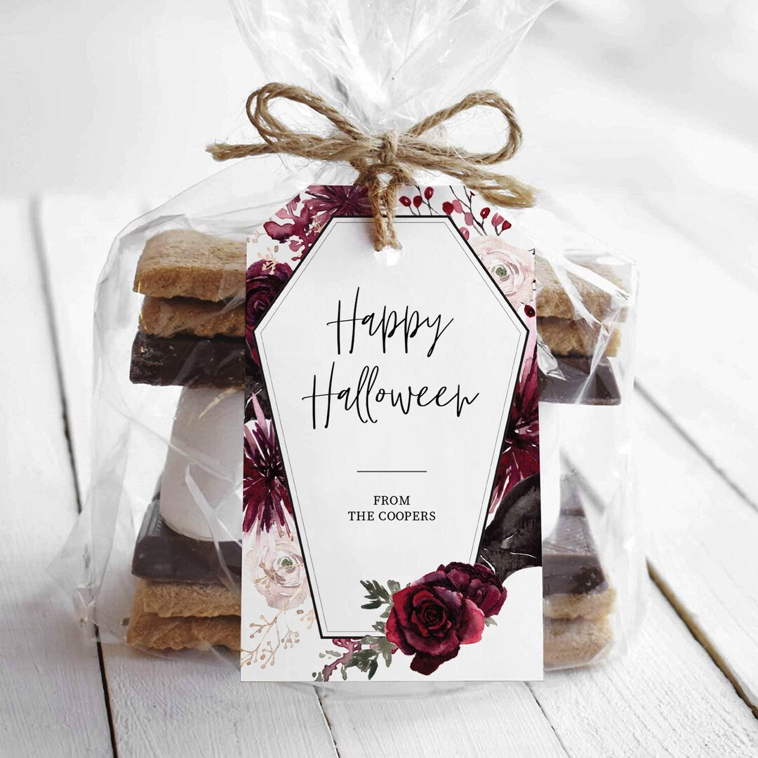 Halloween Gift Tags Printable, Halloween Favor Tag Template, Happy ...
