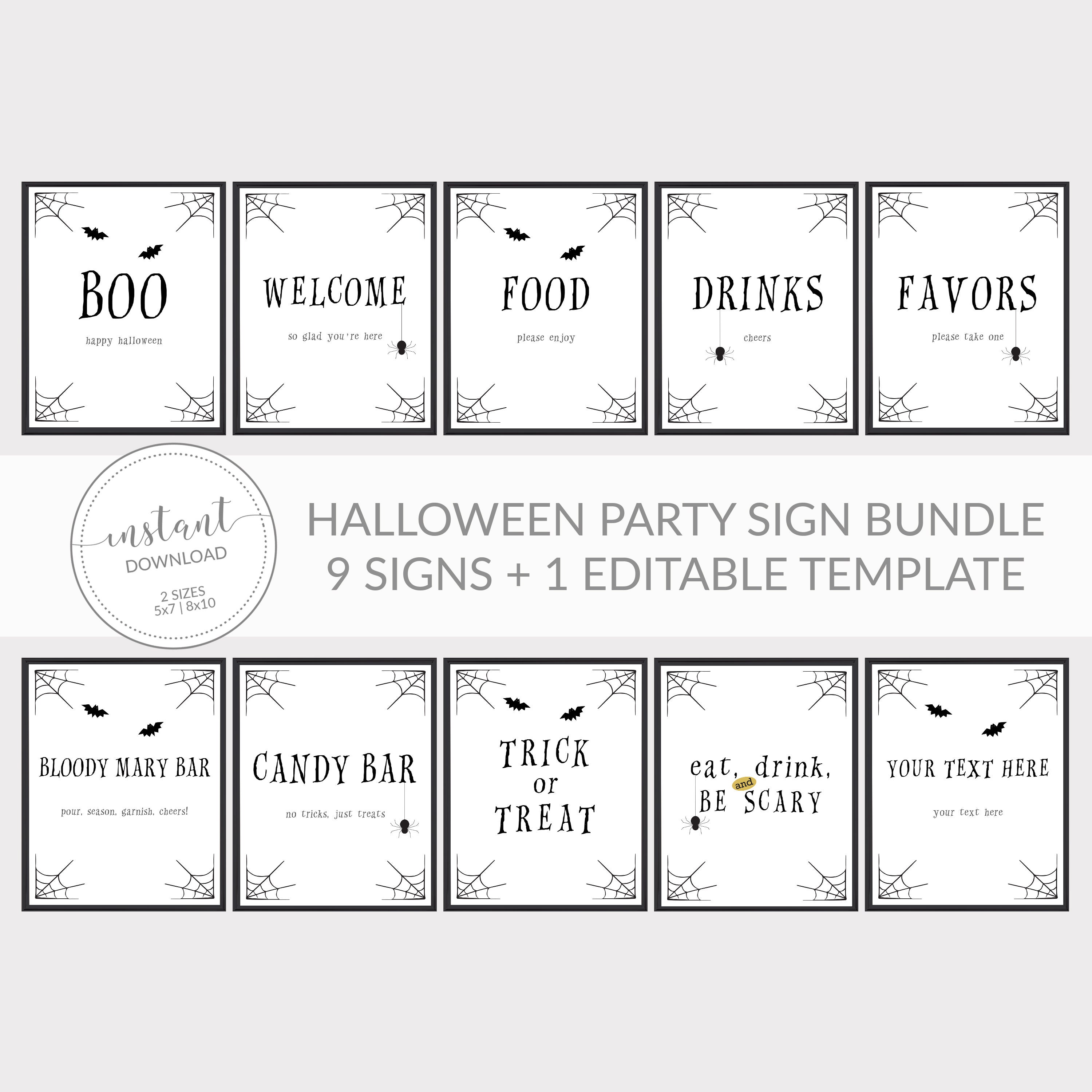 Halloween Party Printable Sign Bundle Halloween Party Decor | Etsy