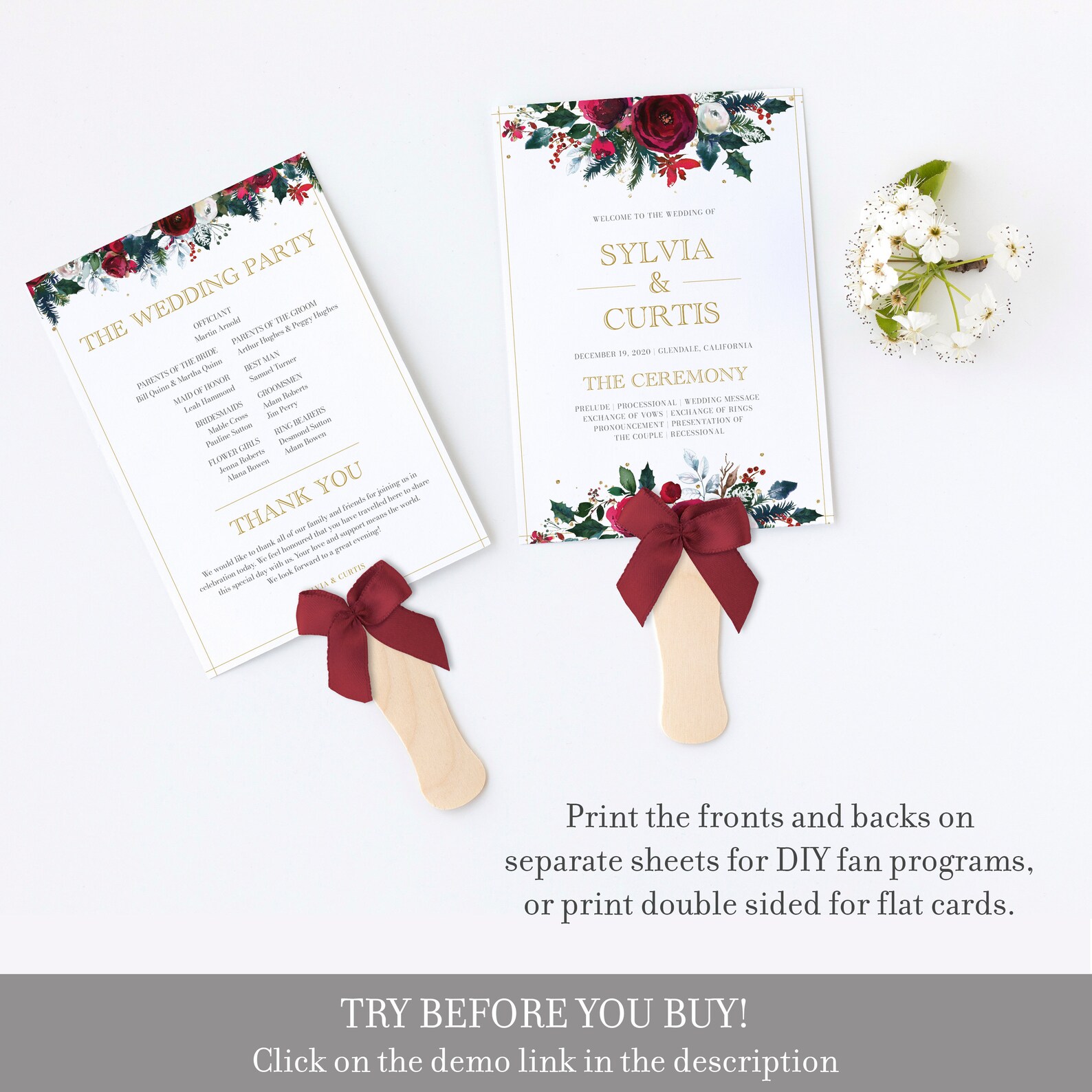 Christmas Wedding Program Template Winter Wedding Programs - Etsy