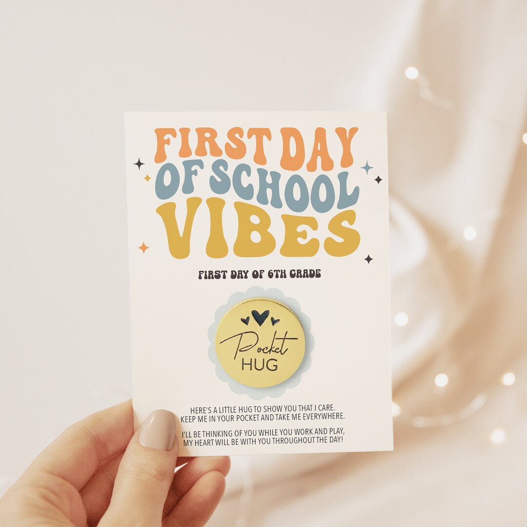 Pocket Hug Coin, Happy First Day of School Gifts, First Day of Sixth ...
