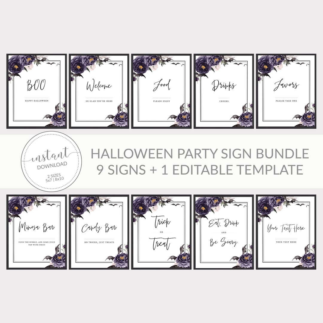 Halloween Party Sign Bundle, Halloween Printables, Halloween Party ...