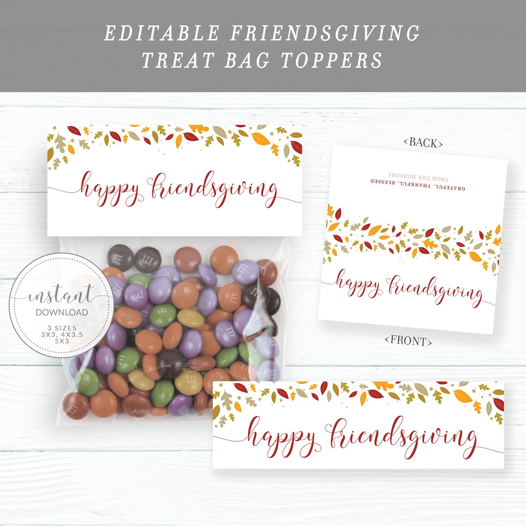 Friendsgiving Treat Bag Topper Printable, Friendsgiving Favor Tag ...