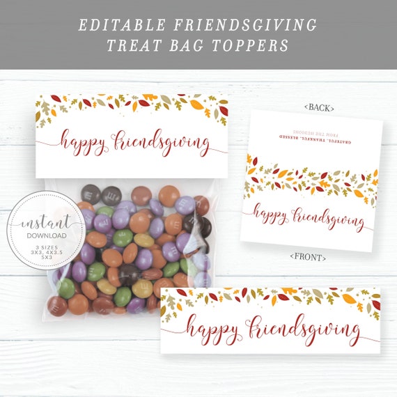 Friendsgiving Treat Bag Topper Printable Friendsgiving Favor - Etsy