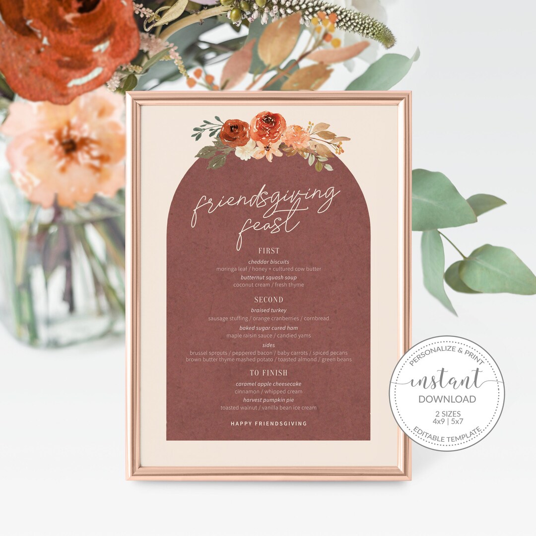 Friendsgiving Menu Template, Friendsgiving Decor, Friendsgiving ...