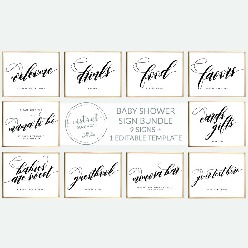 Printable Baby Shower Signs Set Minimalist Baby Shower Sign - Etsy