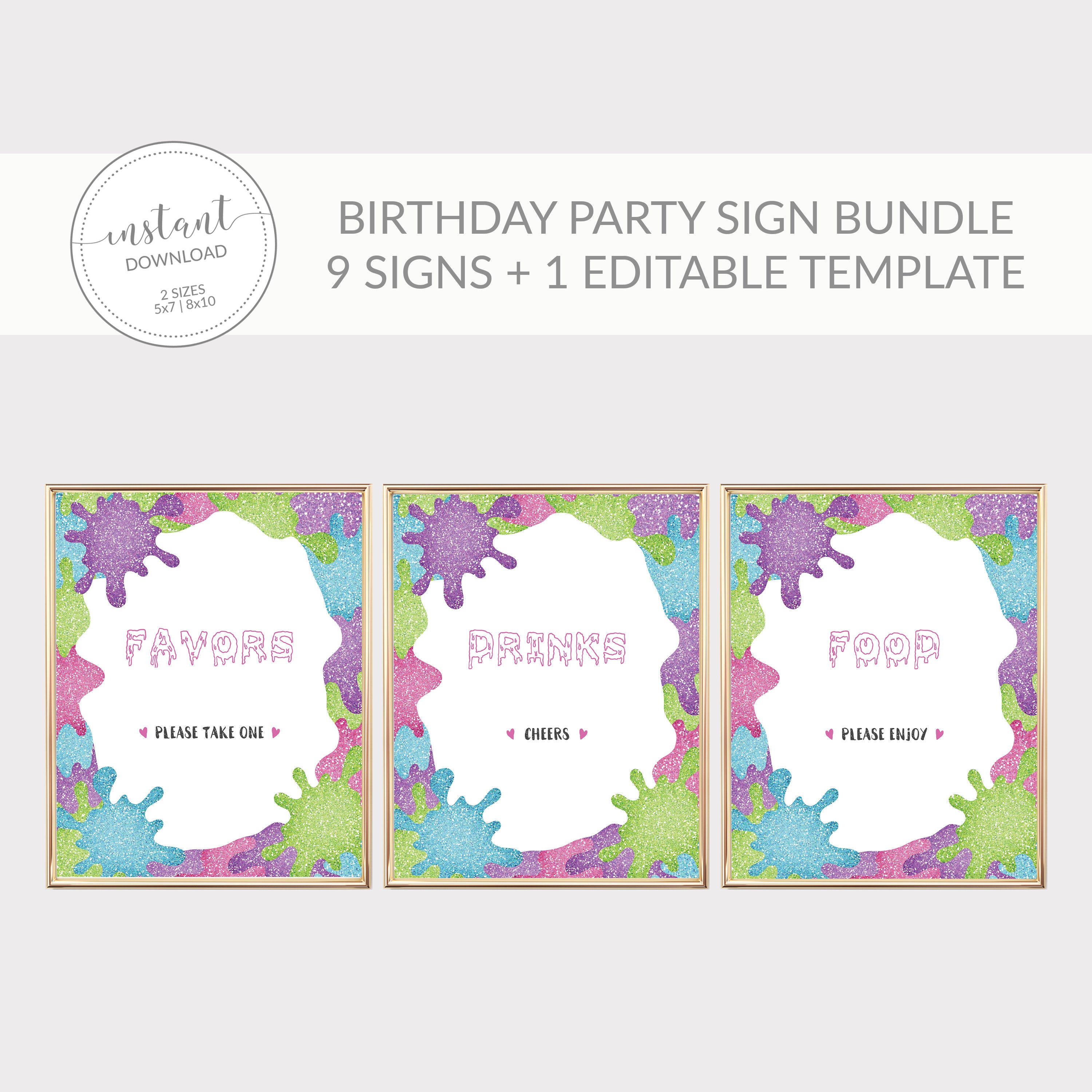 Printable Slime Party Sign Bundle Slime Birthday Party | Etsy
