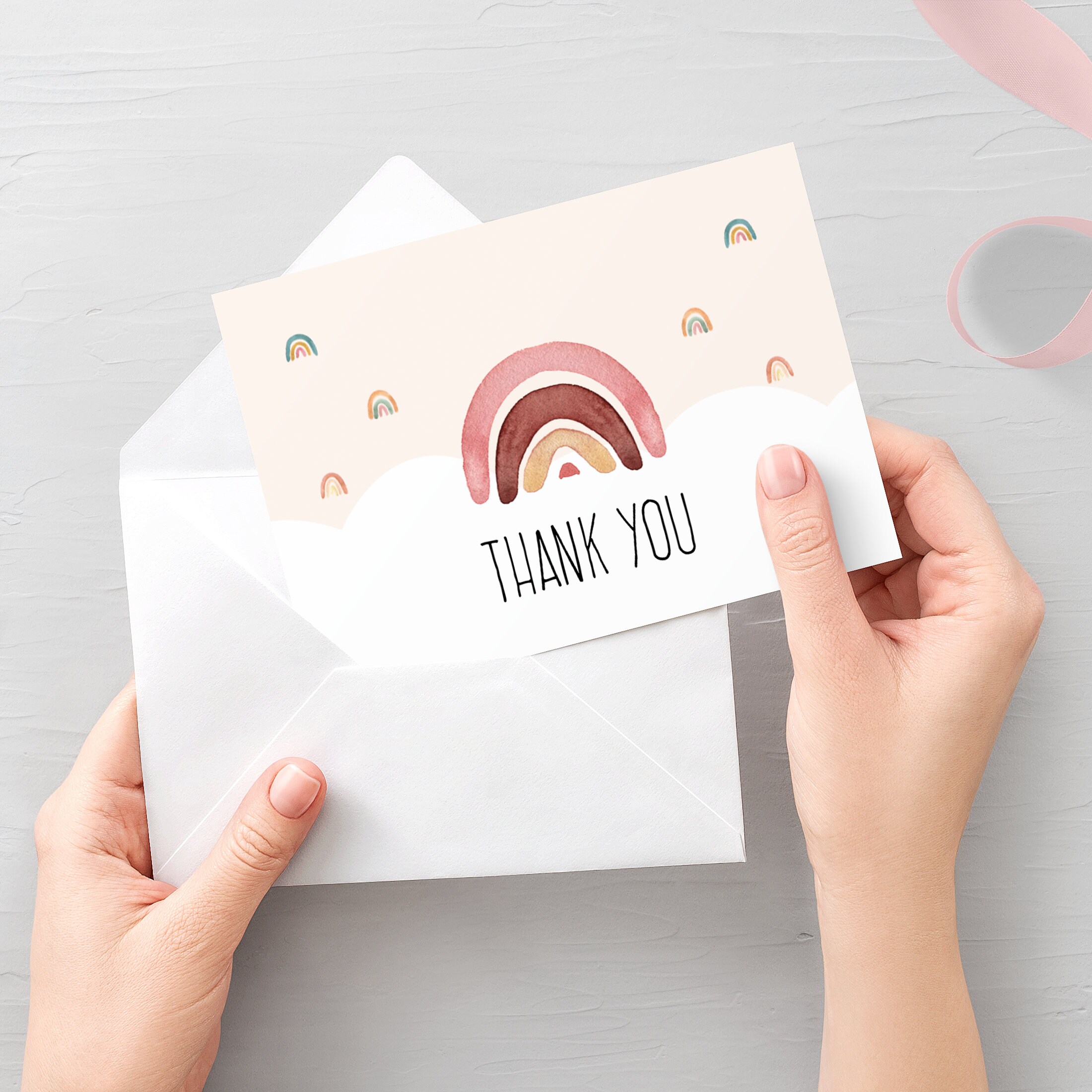 Boho Rainbow Thank You Card Printable Rainbow Thank You Note | Etsy