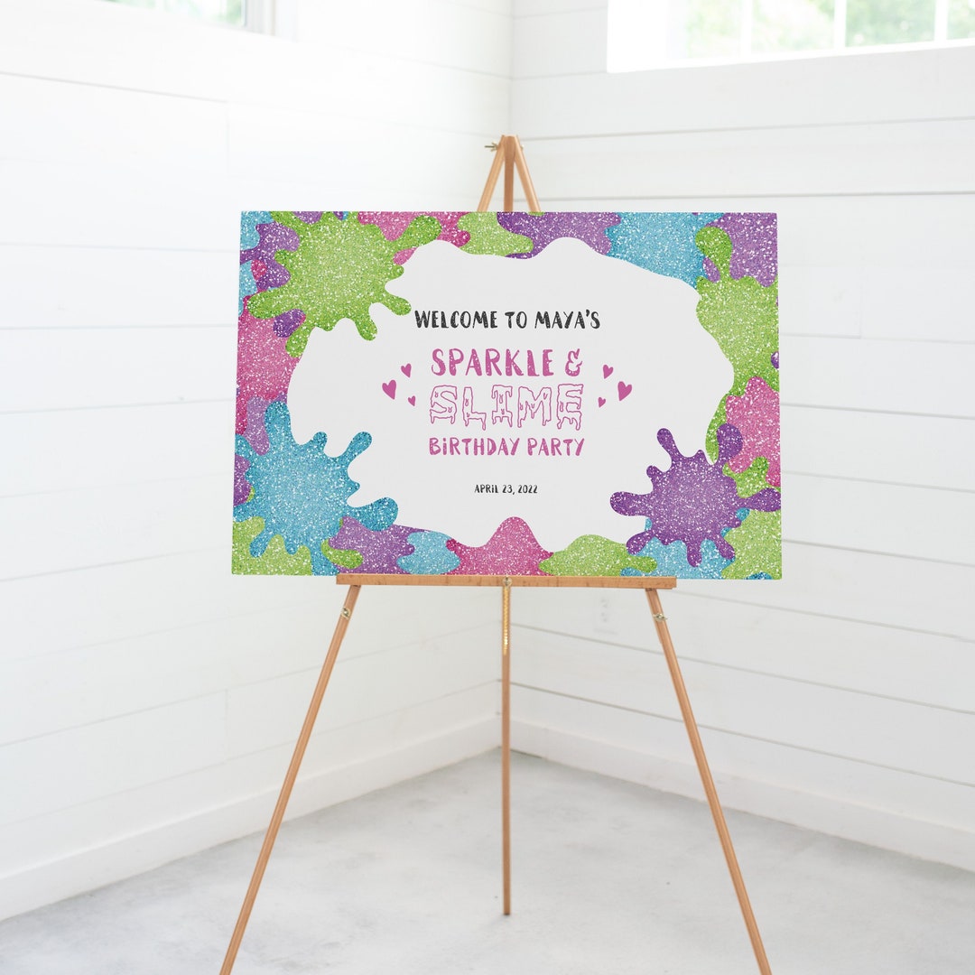 Slime Party Welcome Sign Template, Slime Party Printables Decorations ...