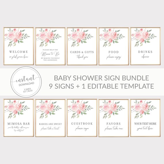 Custom Sign Template Instant Download Editable Template Baby Shower ...