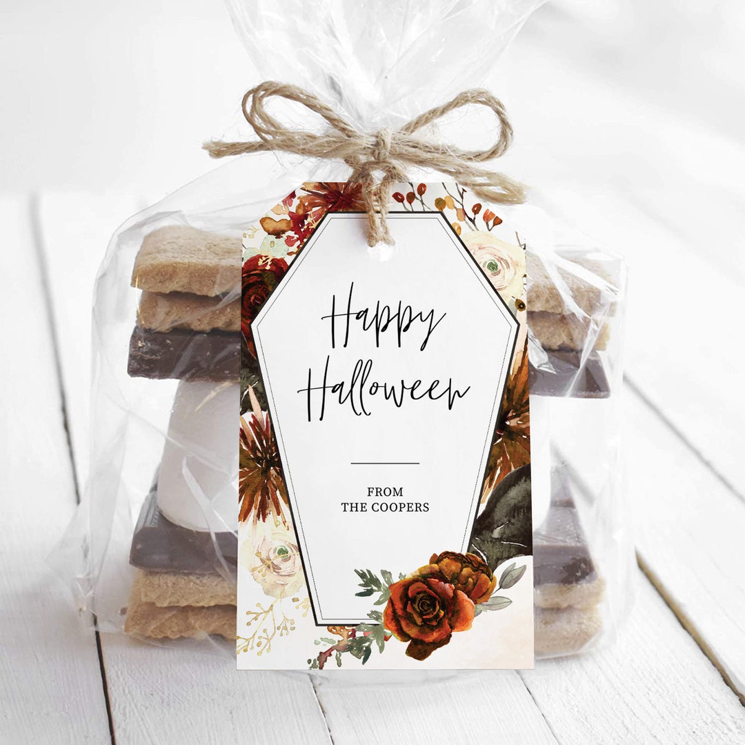 Halloween Gift Tags Printable, Halloween Favor Tag Template, Happy ...