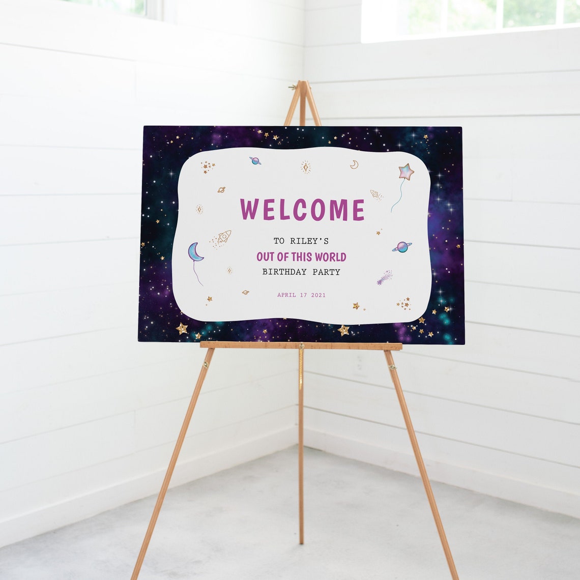 Outer Space Party Welcome Sign Template Printable Space Party | Etsy