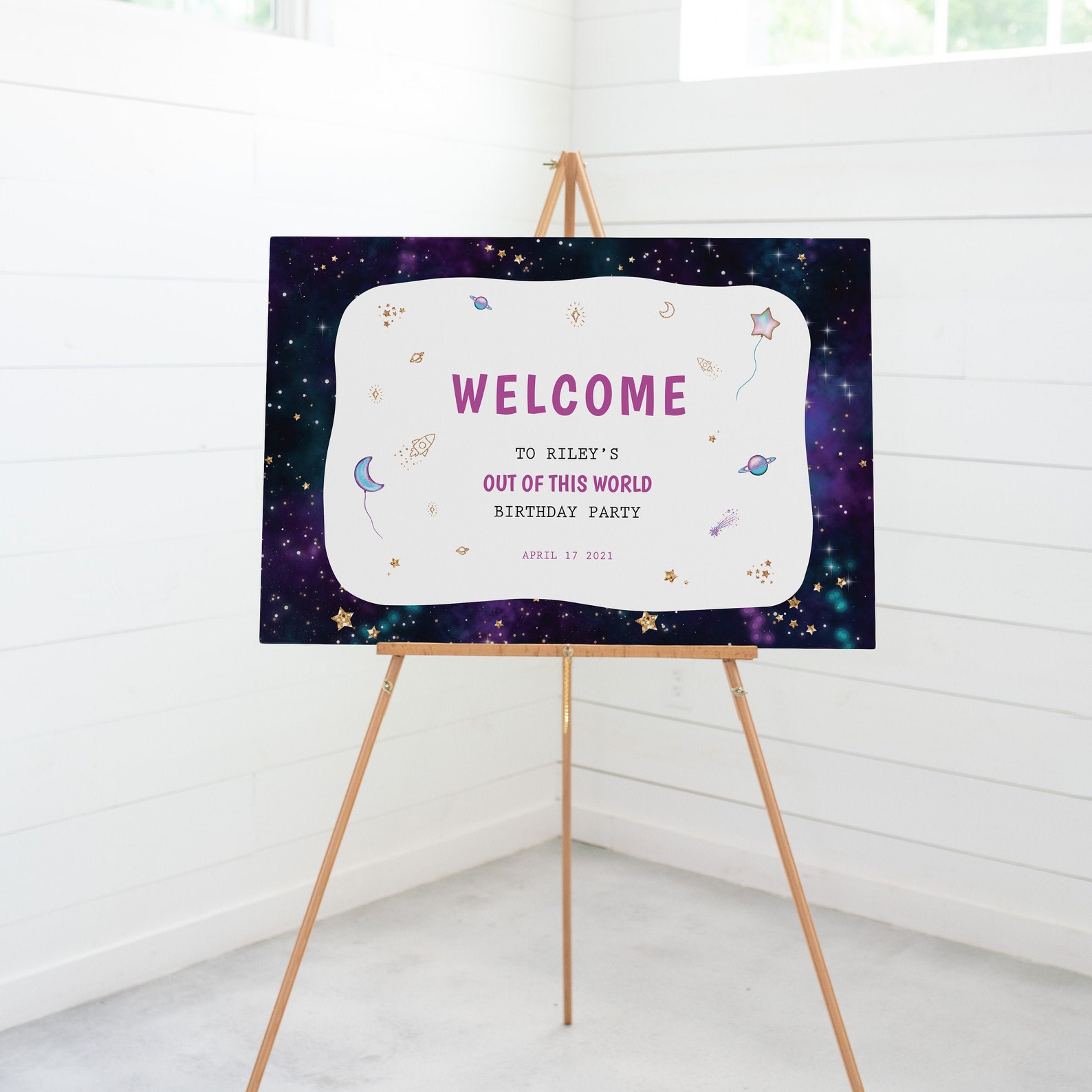Outer Space Party Welcome Sign Template Printable Space Party | Etsy