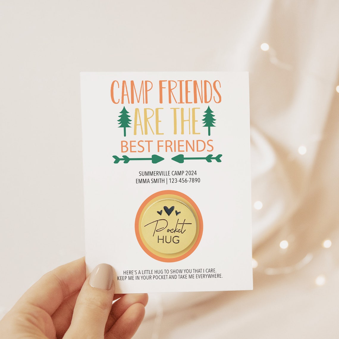 Pocket Hug Summer Camp Gifts, Summer Camp Cards, Camping Party Favors ...