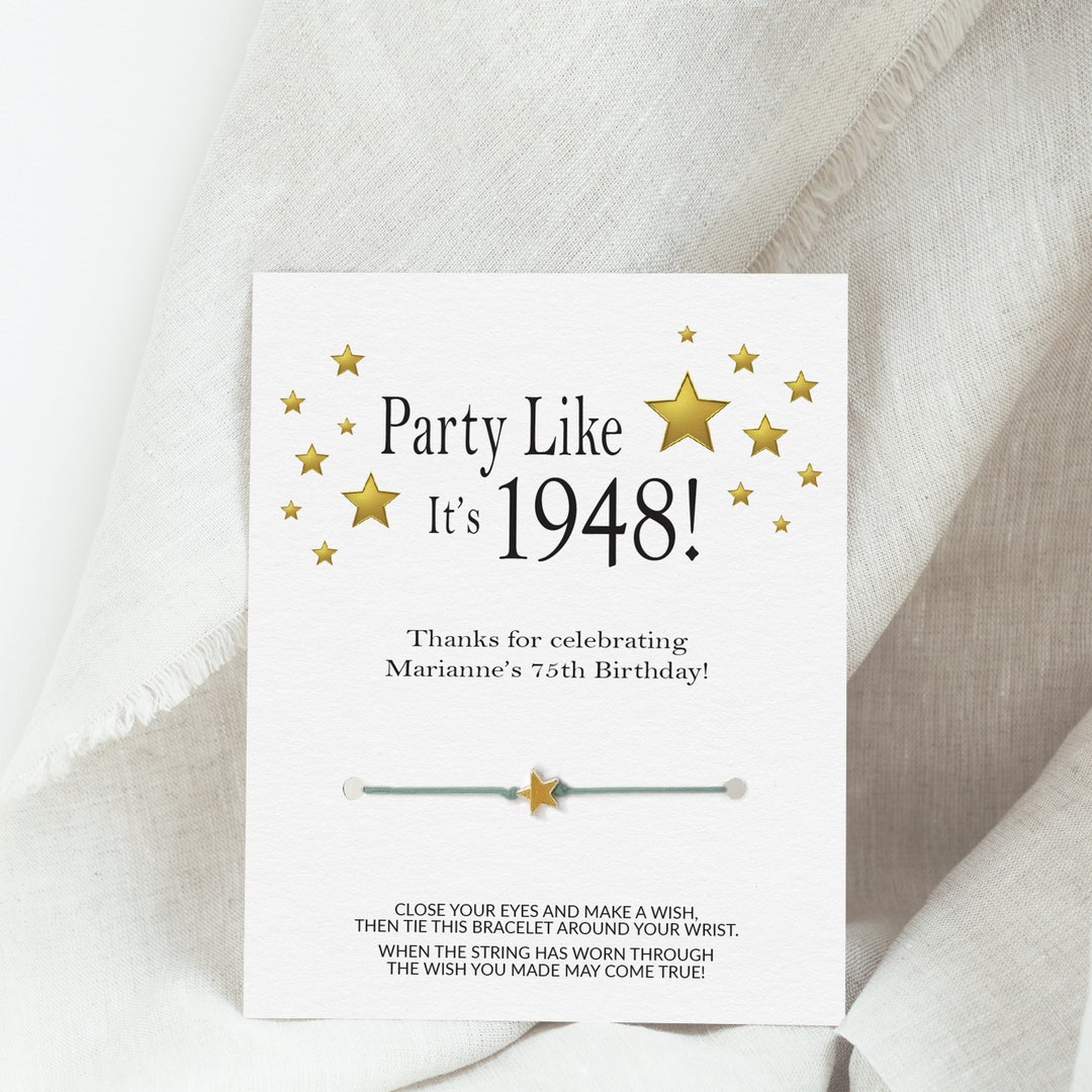 75th Birthday Party Favors, Make A Wish Bracelet, 75th Birthday ...