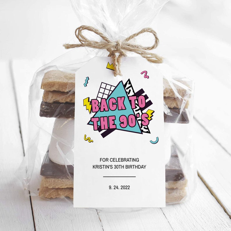 90s Party Favor Tags Printable 90s Party Decorations Back to - Etsy