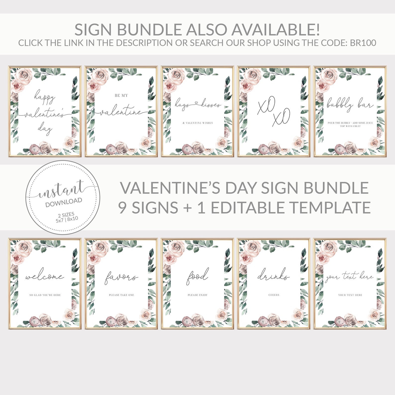 Printable Valentine Cards for Kids, Boho Rose Valentine Day Card ...