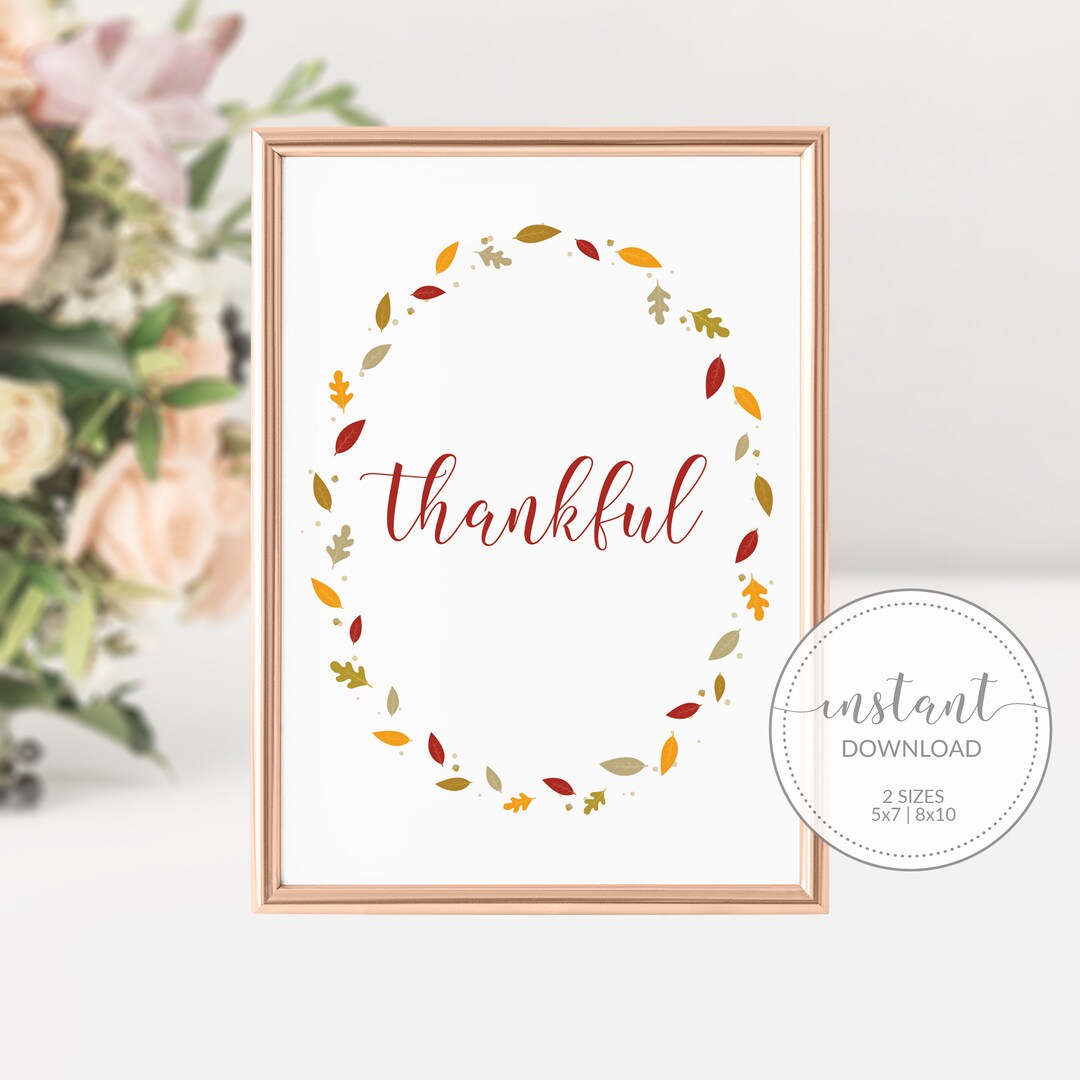 Thankful Sign Printable, Thanksgiving Decor, Thanksgiving Signs ...