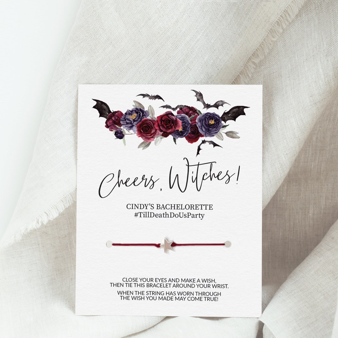 Cheers Witches Gothic Bachelorette Party Favors, Make A Wish Bracelet ...