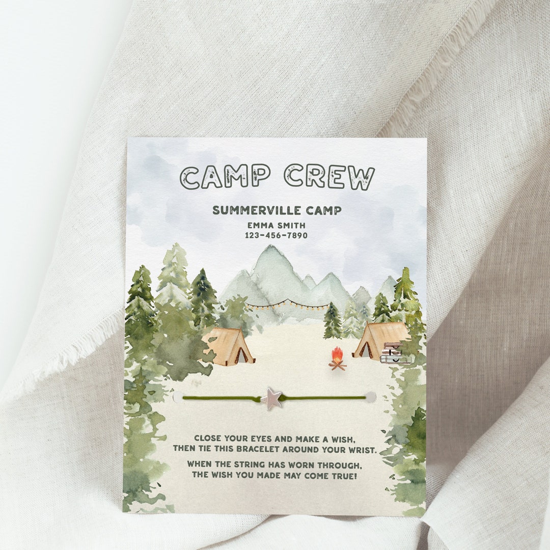 Camp Crew Wish Bracelet, Summer Camp Gifts, Happy Camper, Girls Camping ...