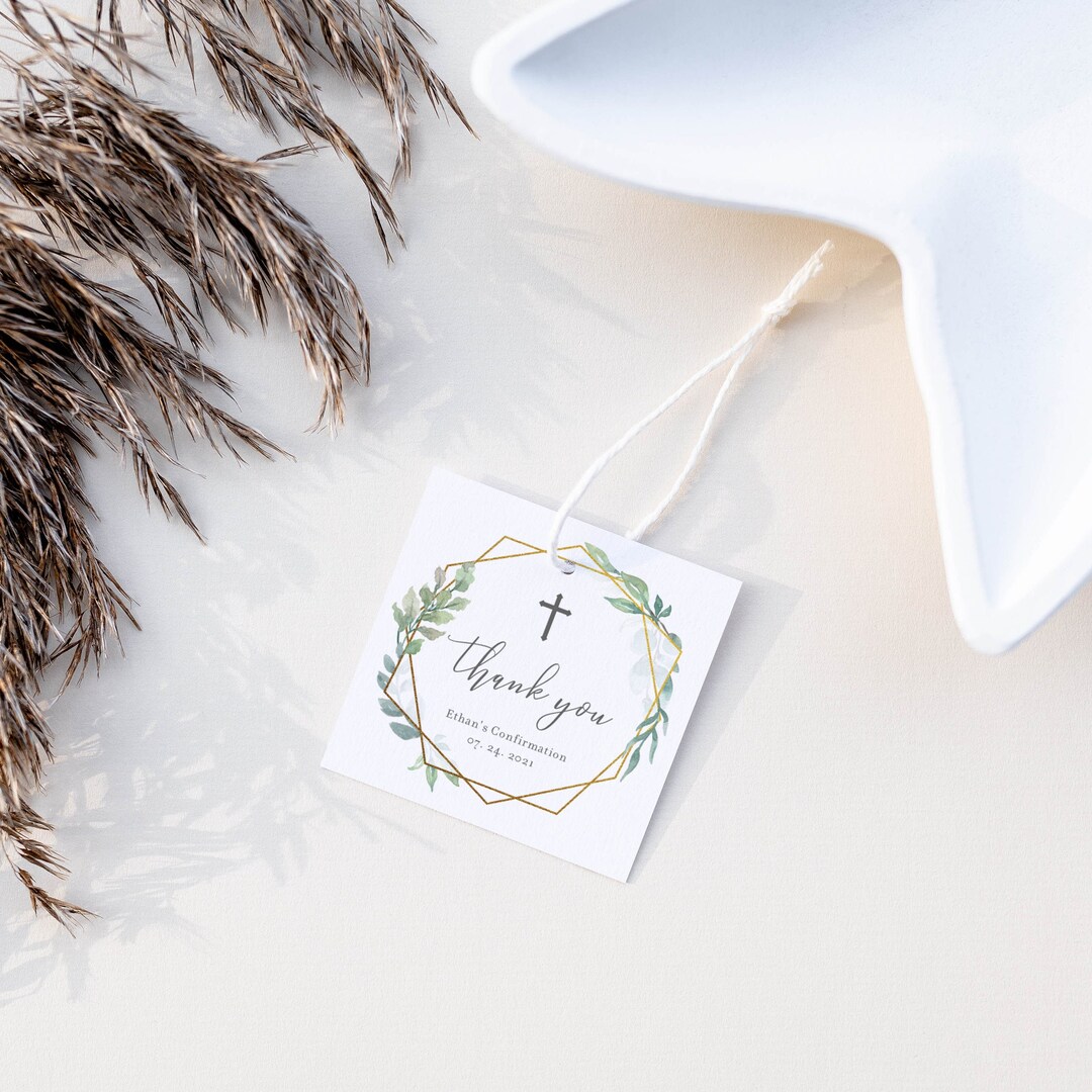 Confirmation Favor Tags Printable Template, Greenery Favor Tags ...