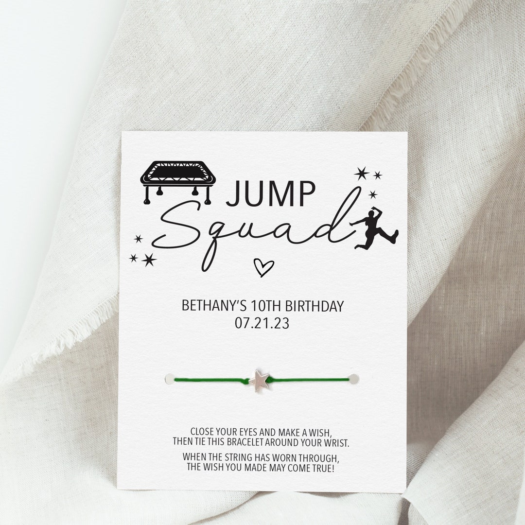 Trampoline Party Favors, Make A Wish Bracelet, Jump Birthday Party ...
