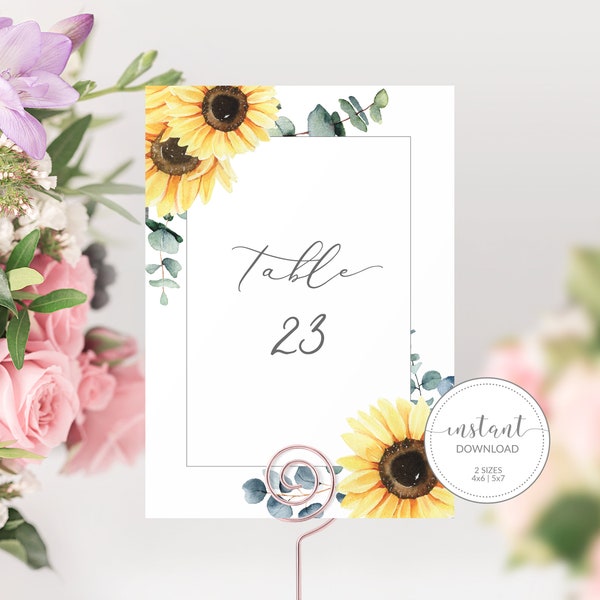 Sunflower Table Numbers - Etsy
