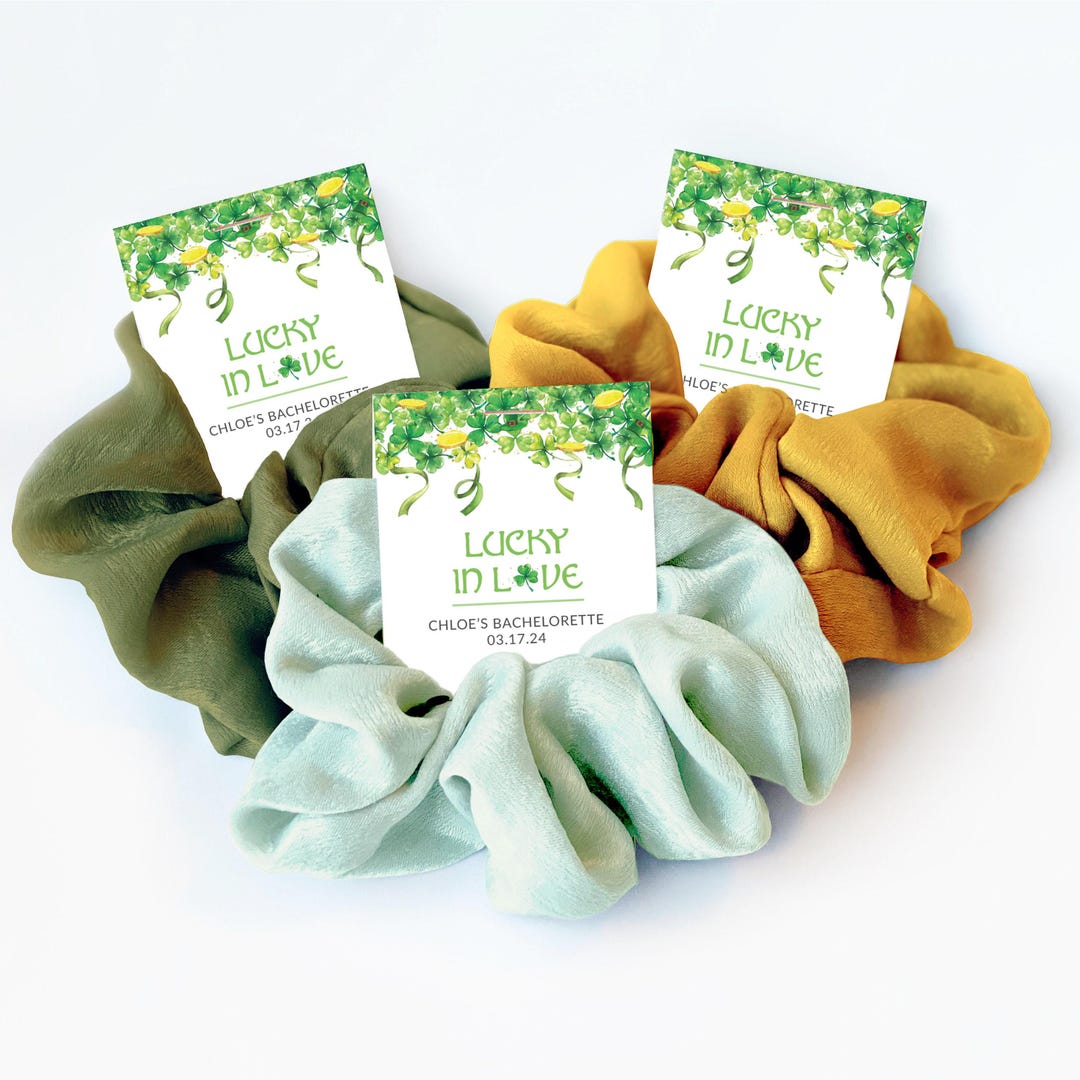 St Patricks Bachelorette Party Favors, Hair Scrunchie, Lucky in Love ...