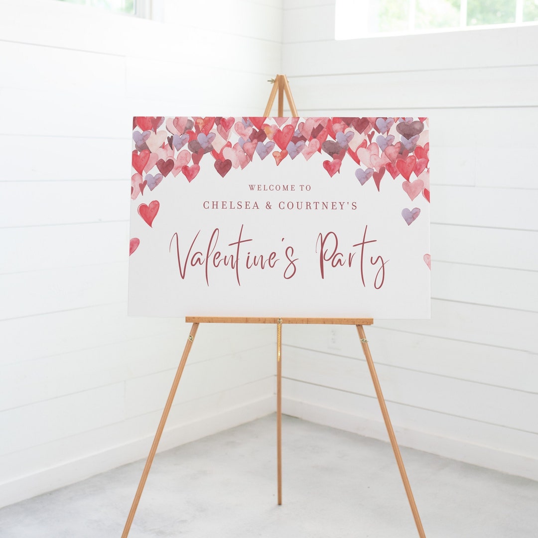 Valentines Day Party Welcome Sign Template, Printable Valentines Party ...