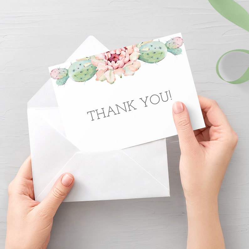 Cactus Thank You Card Printable Succulent Thank You Note - Etsy Canada