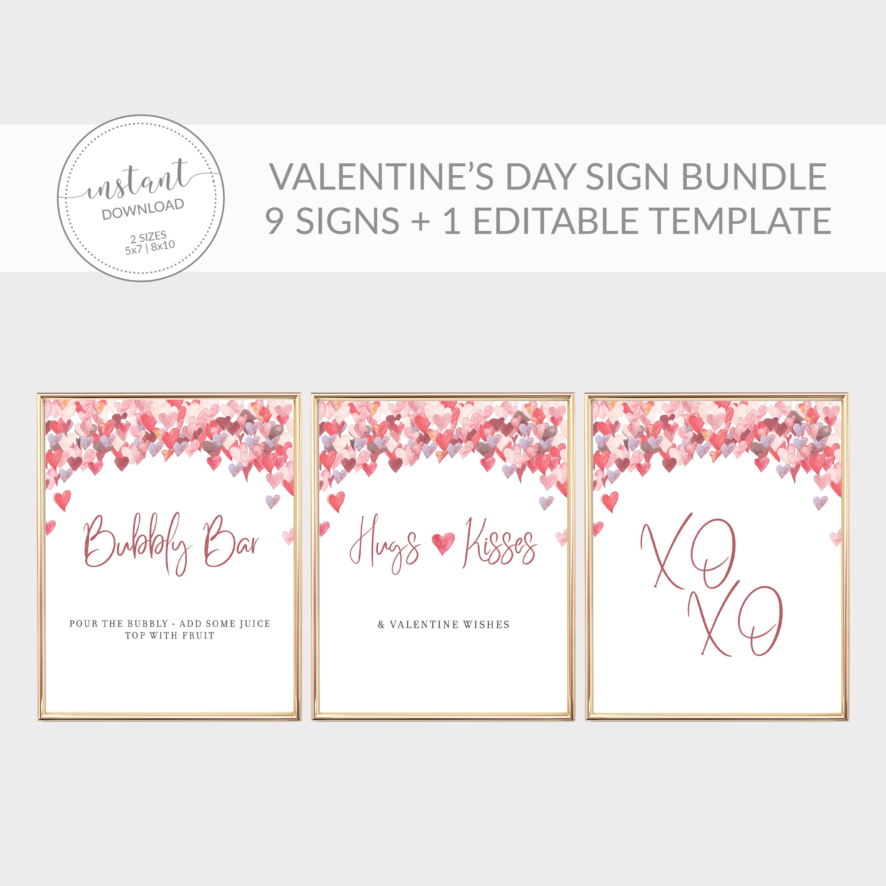 Printable Valentines Day Decorations, Valentines Party Signs Bundle ...