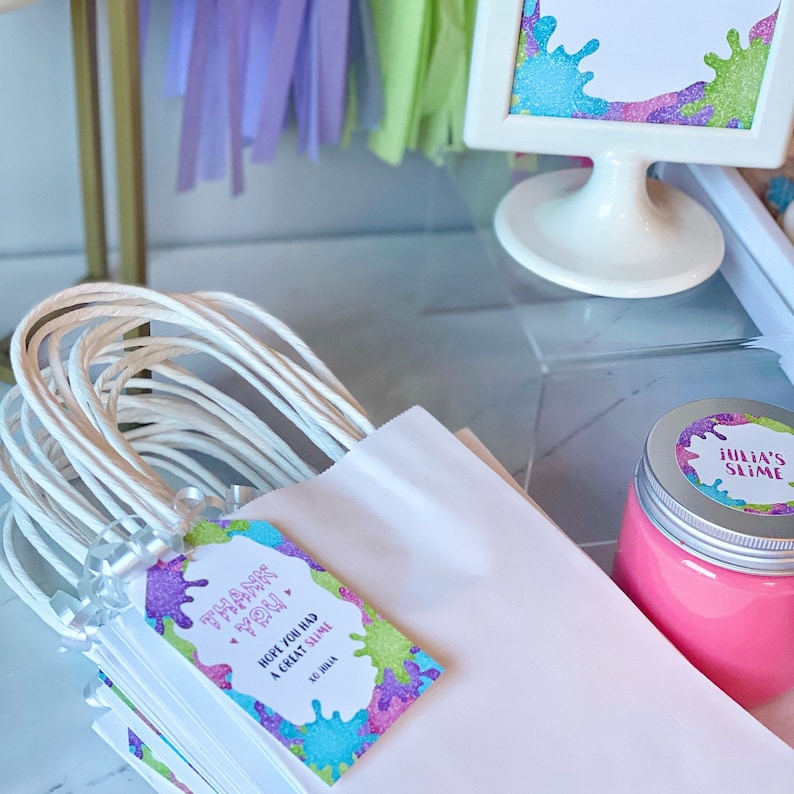 Slime Birthday Favor Tags Template Slime Party Favor Tags - Etsy