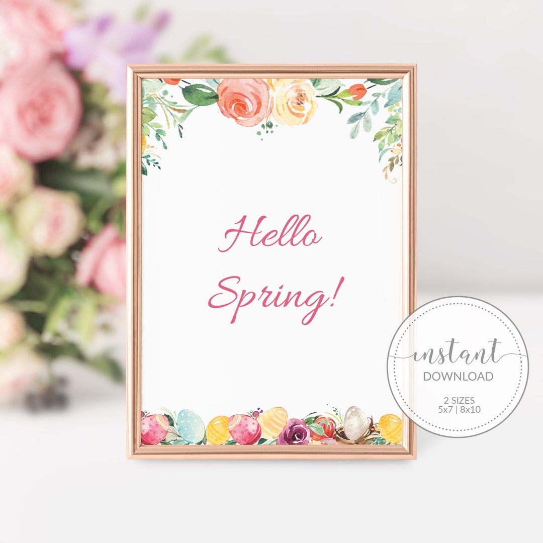 Hello Spring Easter Sign Printable, Printable Easter Decorations ...