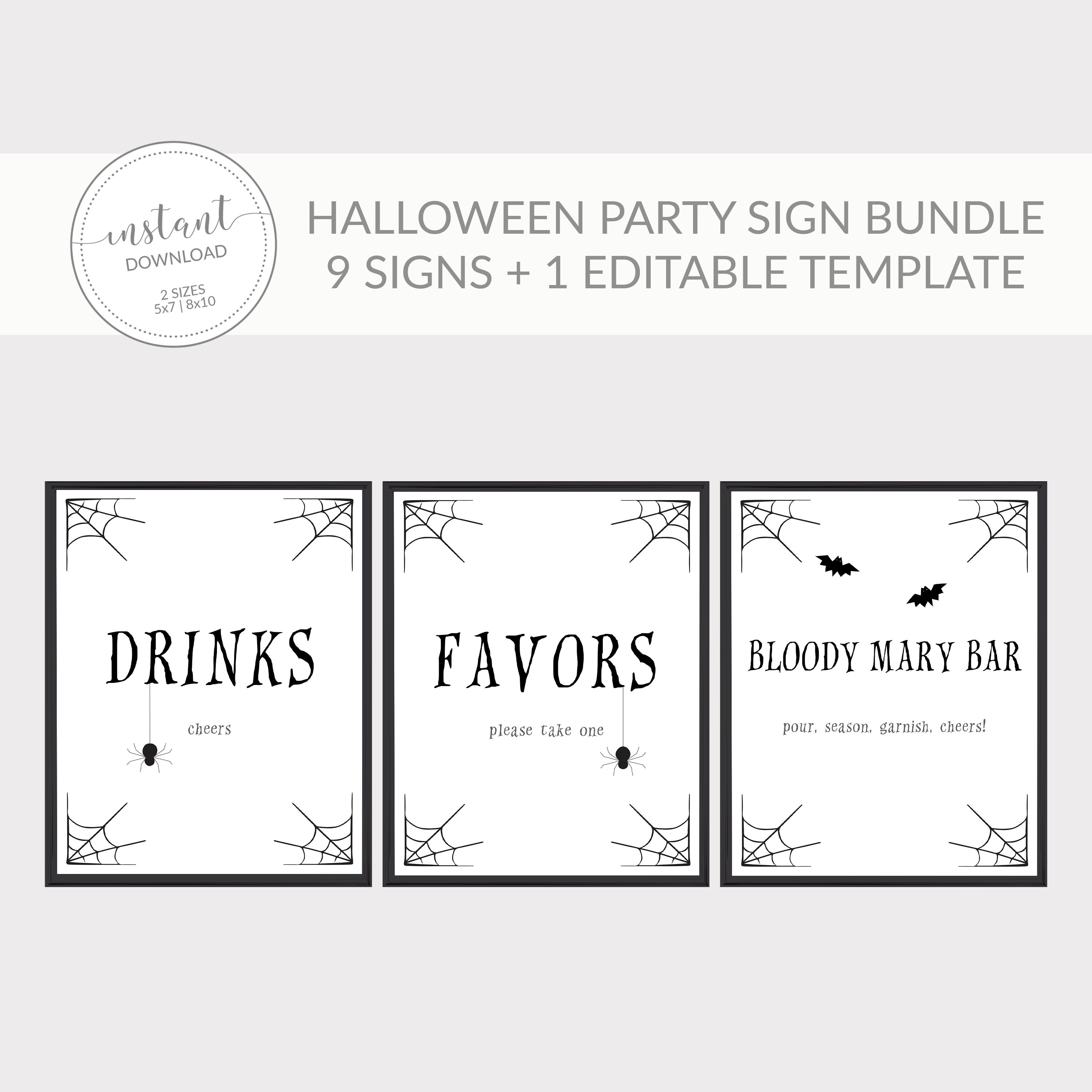 Halloween Party Printable Sign Bundle Halloween Party Decor | Etsy