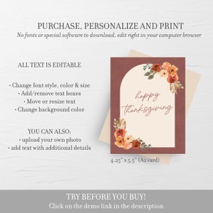 Happy Thanksgiving Card Template Printable Thanksgiving Card - Etsy