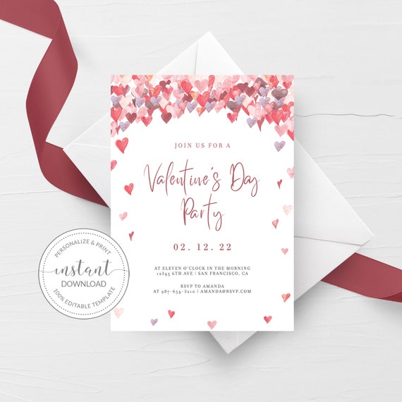 Valentine Printable Invitation Templates Valentine's Day Tea Party