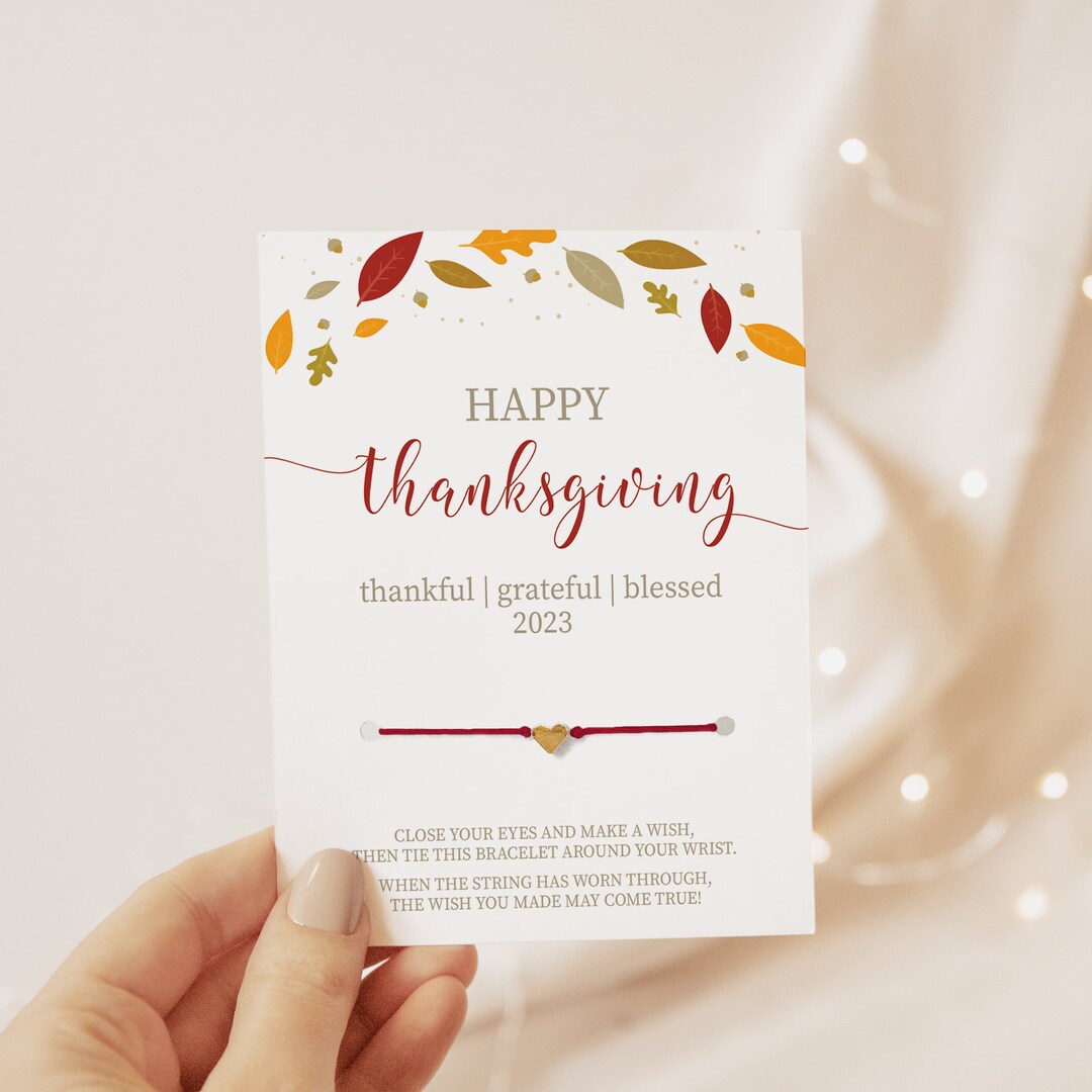 Wish Bracelet Thanksgiving Favors, Thanksgiving Gift, Thanksgiving Card ...