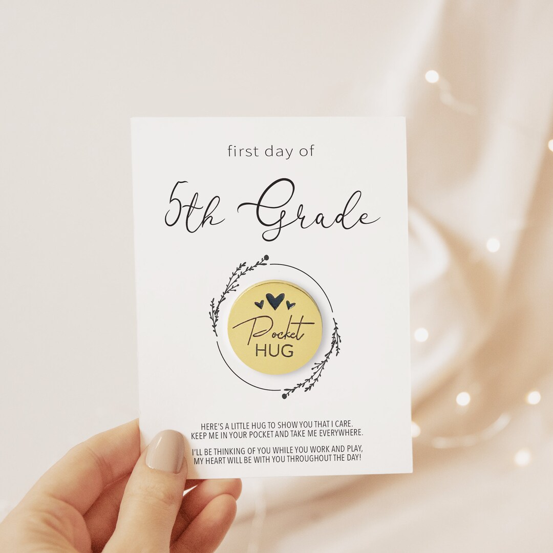 Pocket Hug First Day of Fifth Grade Gifts, Happy First Day of School ...