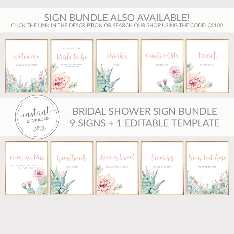 Succulent Drinks Sign Printable Succulent Bridal Shower Sign - Etsy