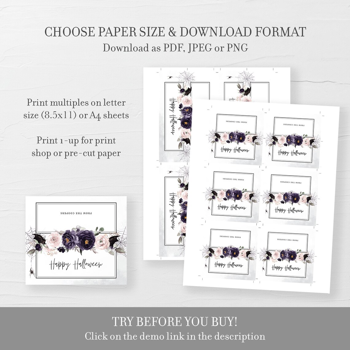 Halloween Printable Bag Topper Gothic Halloween Party Favor - Etsy