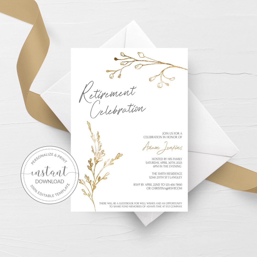 Retirement Party Invitation Template, Printable Retirement Invites, Man ...