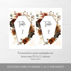 Halloween Table Numbers 1-50, Halloween Wedding Table Numbers Printable ...
